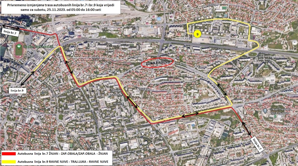 OBAVIJEST IZ PROMETA Promjena trase linija 7 i 9 zbog radova na ...